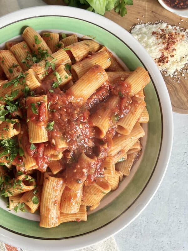 Rigatoni Arrabbiata ~ Spicy Italian Tomato Sauce - Mangia with Michele
