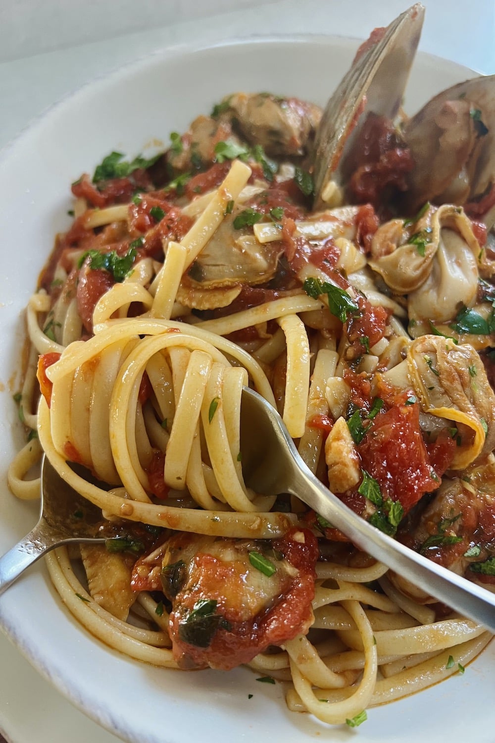 Authentic Italian Red Clam Sauce with Linguine - Mangia with Michele