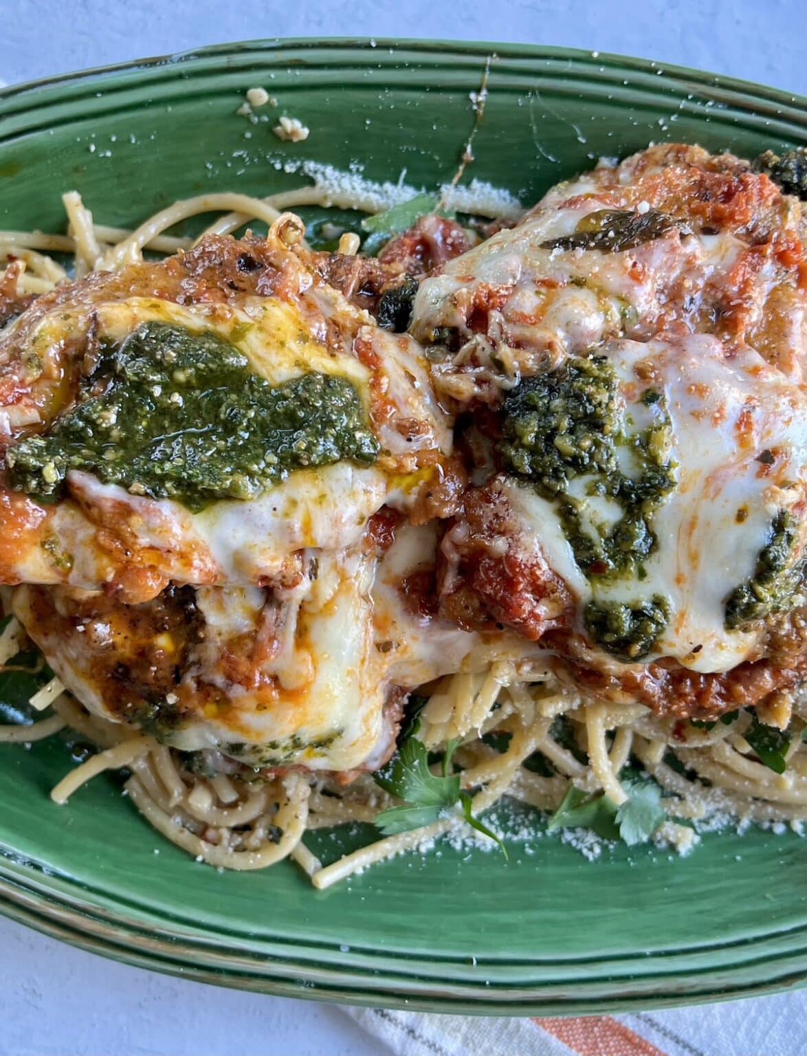 Chicken Parm with Pesto (Stovetop Recipe) - Mangia with Michele