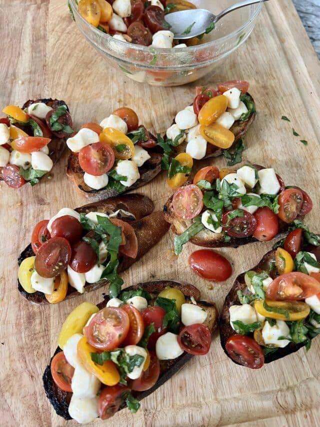 Bruschetta Caprese with Fresh Mozzarella and Tomato