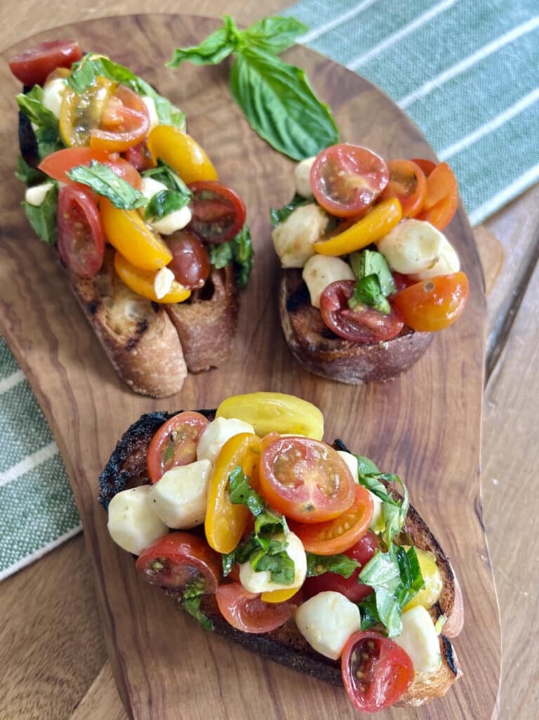 Bruschetta Caprese with Fresh Mozzarella and Tomato
