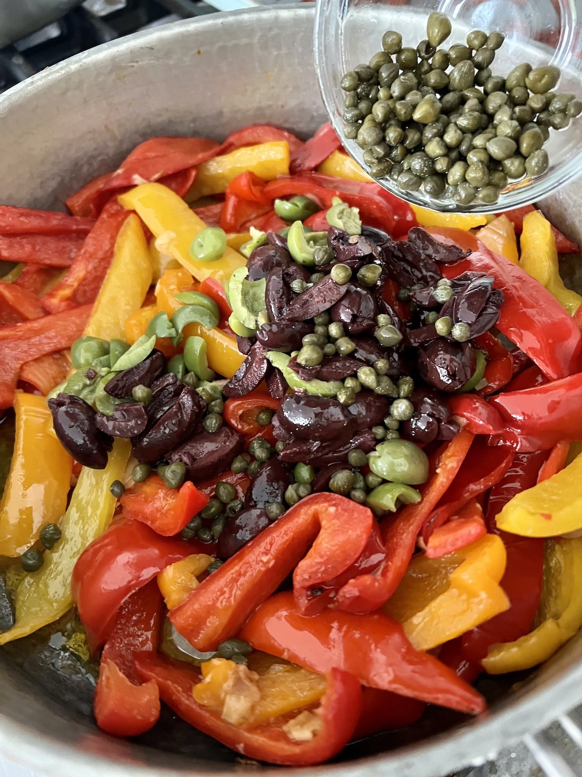 Peperonata ~ Italian Sautéed Bell Peppers with Olives and Capers