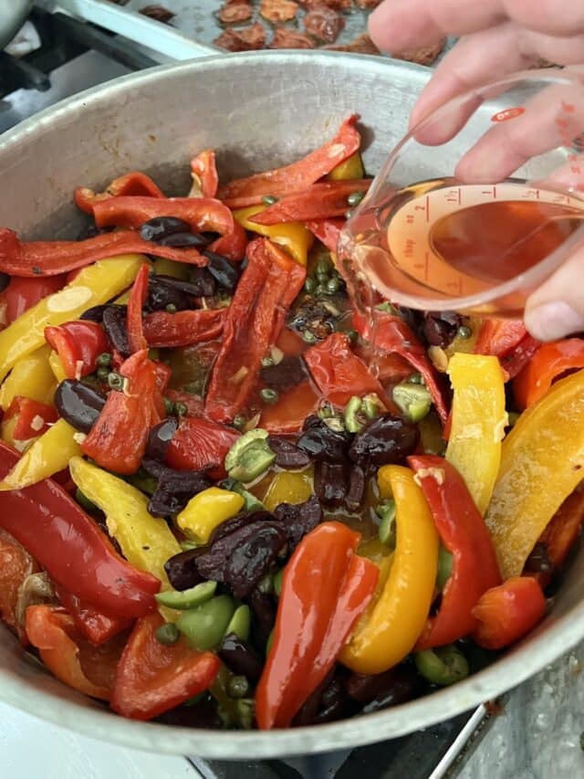 Peperonata ~ Italian Sautéed Bell Peppers with Olives and Capers