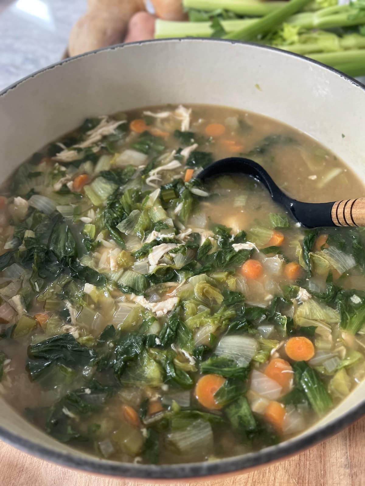 Chicken Escarole Soup with Orzo (Very Easy)