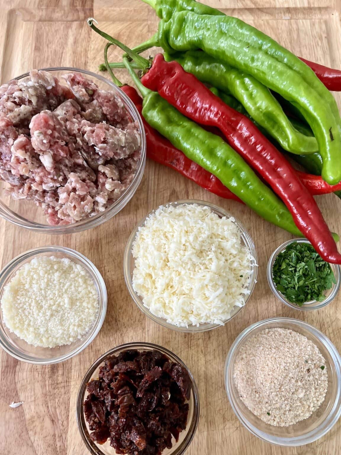 Stuffed Long Hots (Sausage & Cheese Stuffed Italian Hot Peppers)