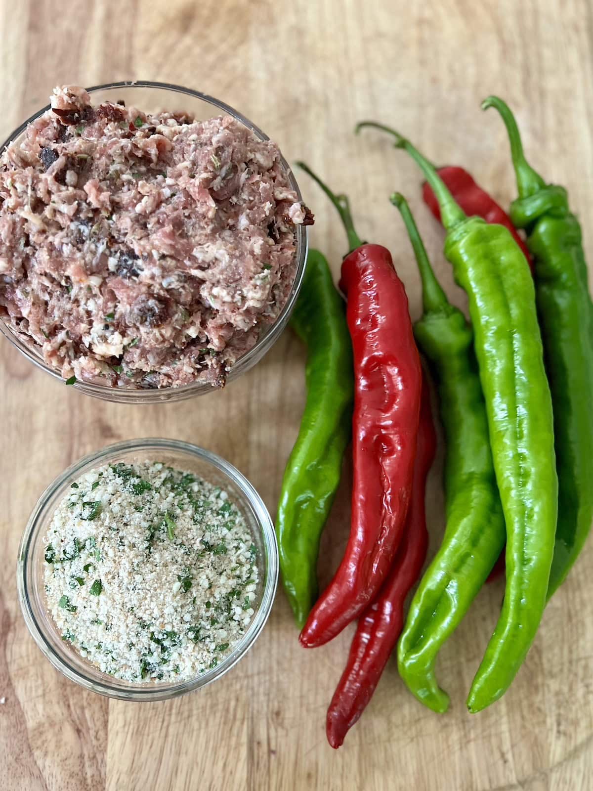 Stuffed Long Hots (Sausage & Cheese Stuffed Italian Hot Peppers)
