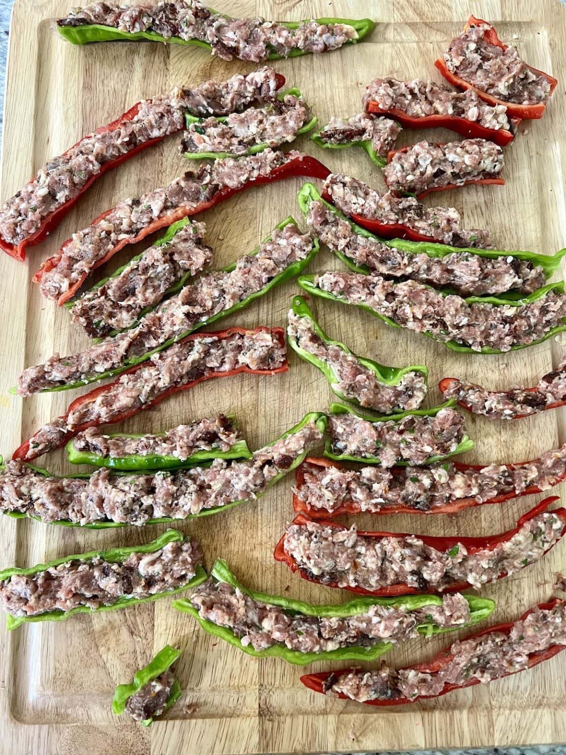 Stuffed Long Hots (Sausage & Cheese Stuffed Italian Hot Peppers)