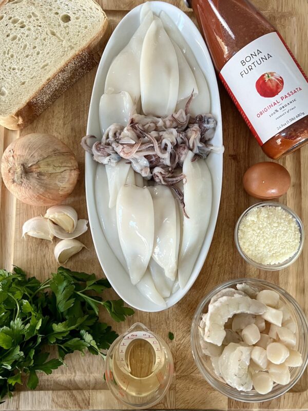 Stuffed Calamari in Tomato Sauce (Calamari Ripieni)