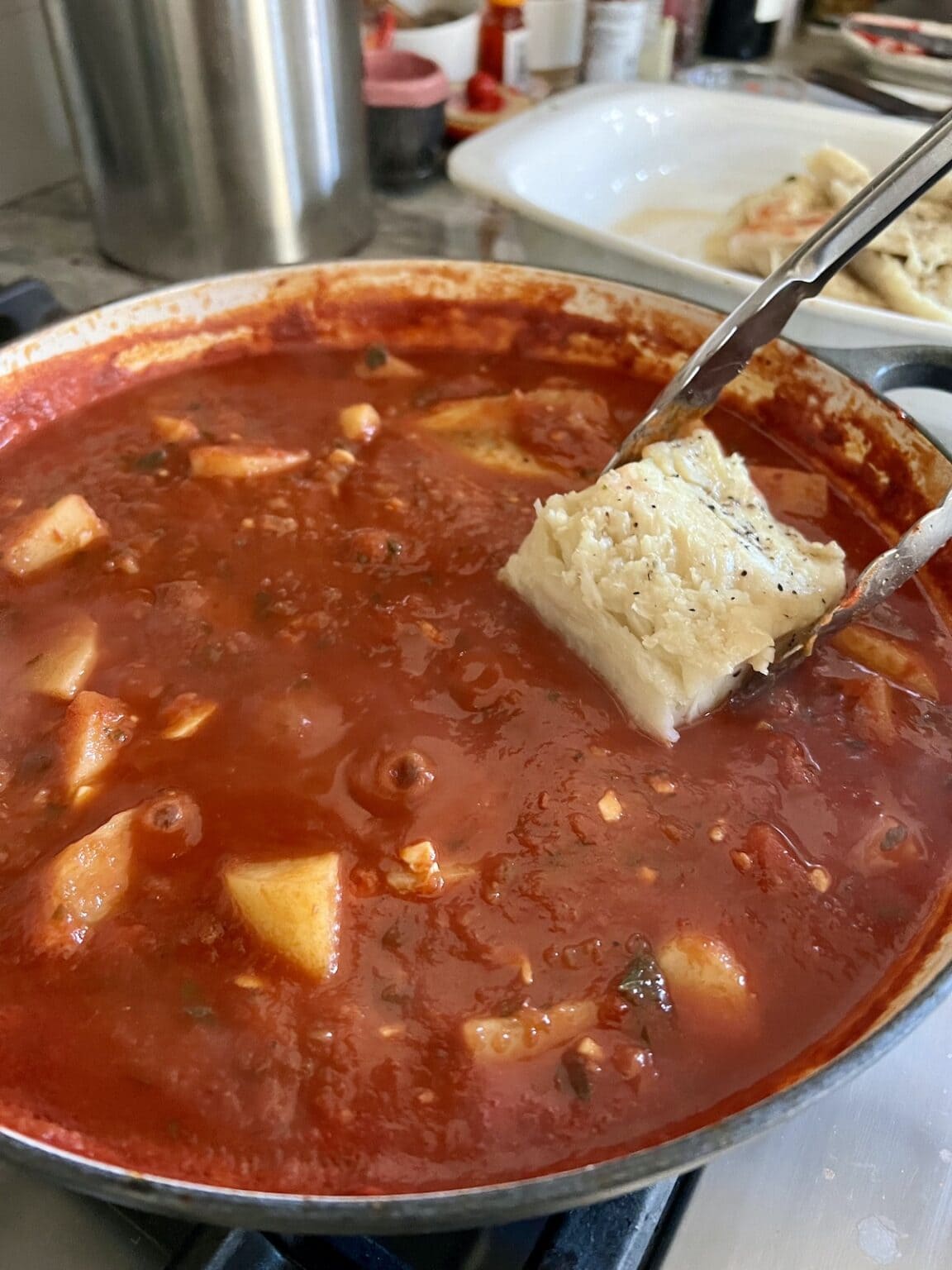 Baccala Livornese ~ Salt Cod in Tomato Sauce with Potatoes