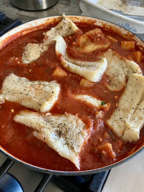 Baccala Livornese ~ Salt Cod in Tomato Sauce with Potatoes