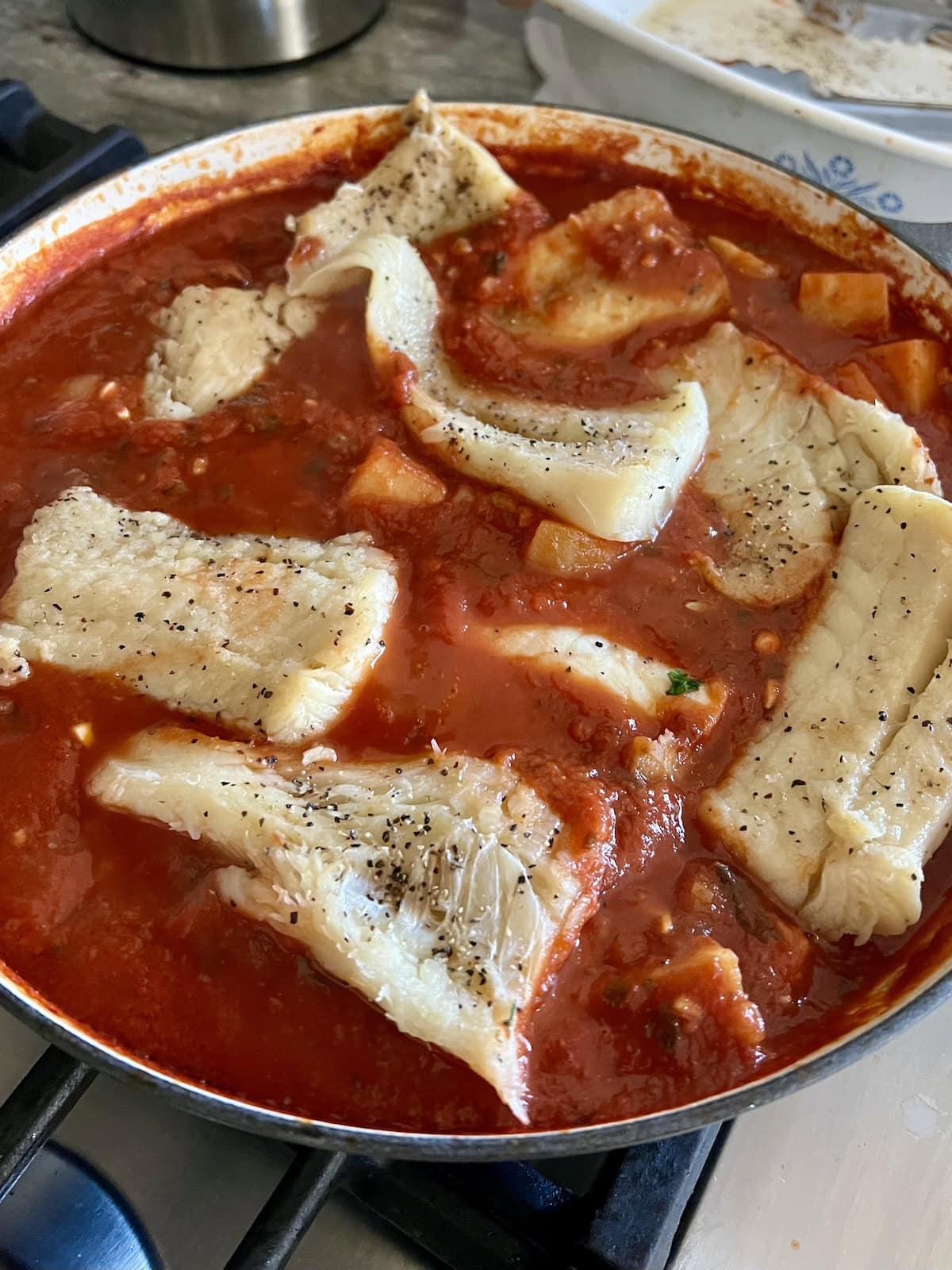 Baccala Livornese ~ Salt Cod in Tomato Sauce with Potatoes