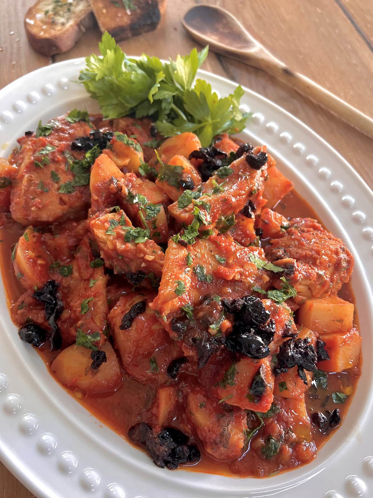 Baccala Livornese ~ Salt Cod in Tomato Sauce with Potatoes