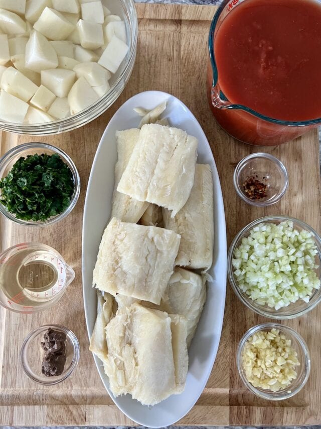 Baccala Livornese ~ Salt Cod in Tomato Sauce with Potatoes