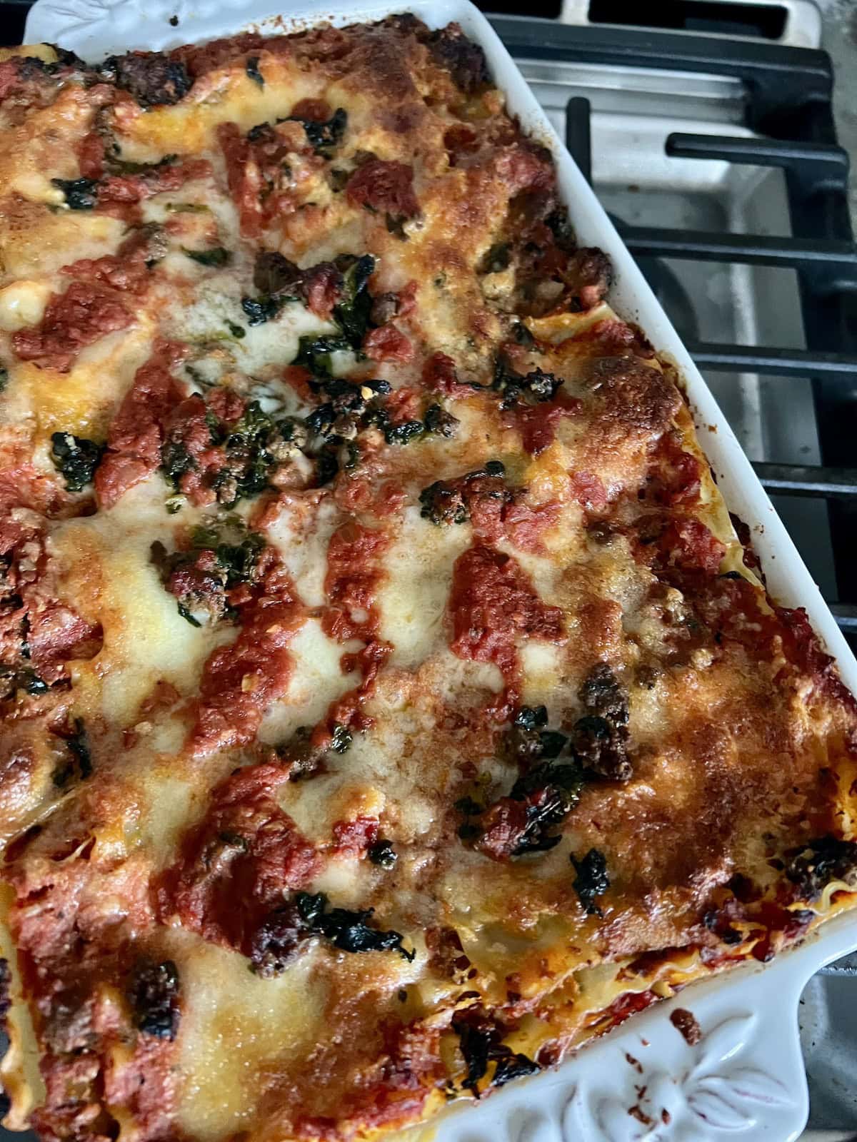 Lasagna Al Forno (Spinach and Beef Lasagna) - Mangia with Michele