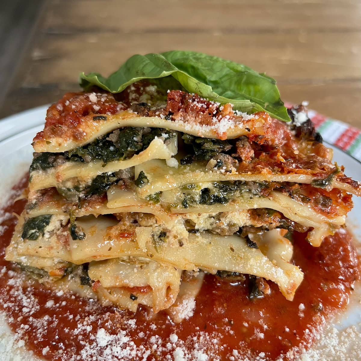 Lasagna Al Forno (Spinach and Beef Lasagna) - Mangia with Michele
