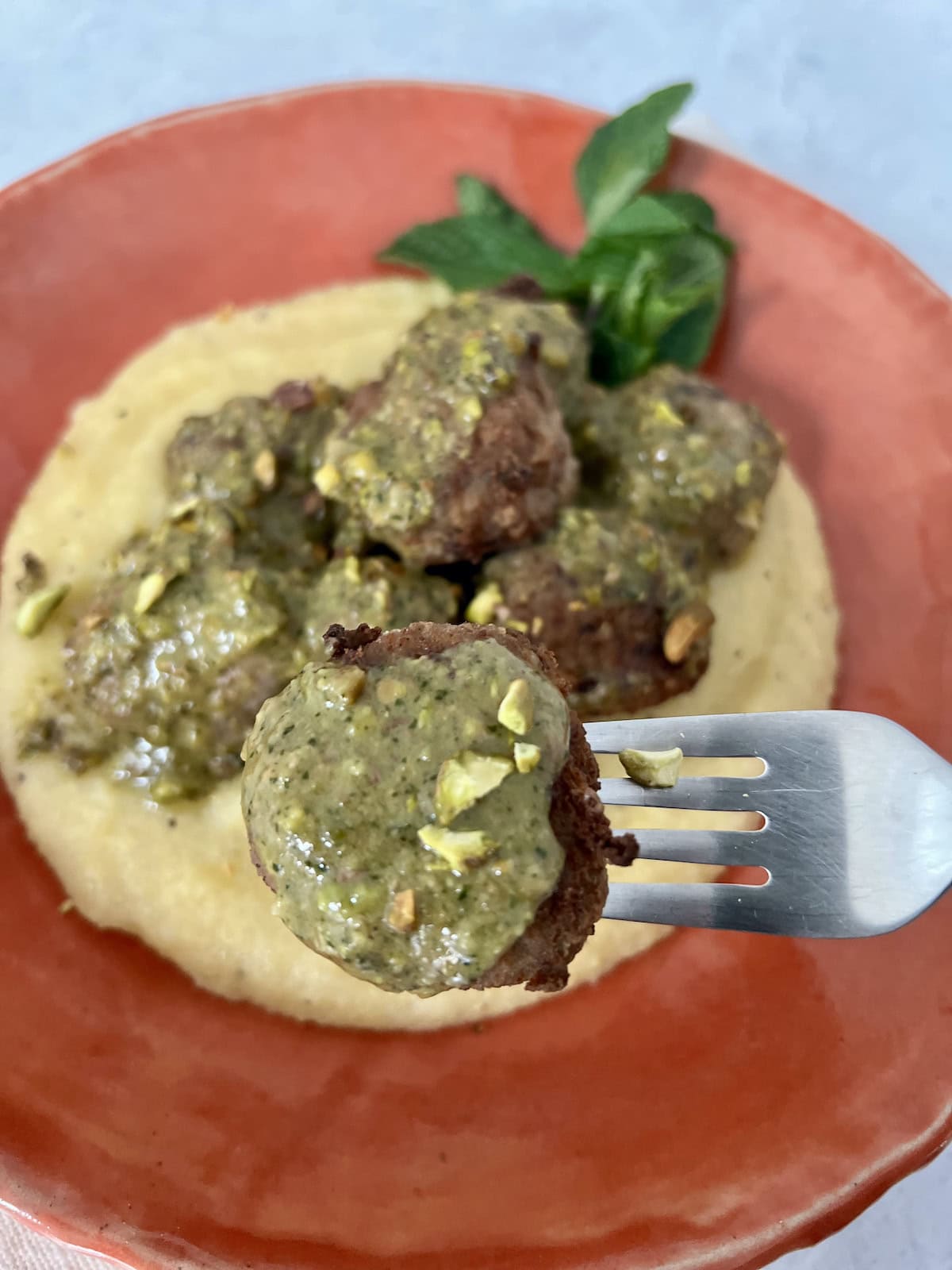 Italian Lamb Meatballs with Pistachio Mint Sauce - Mangia with Michele