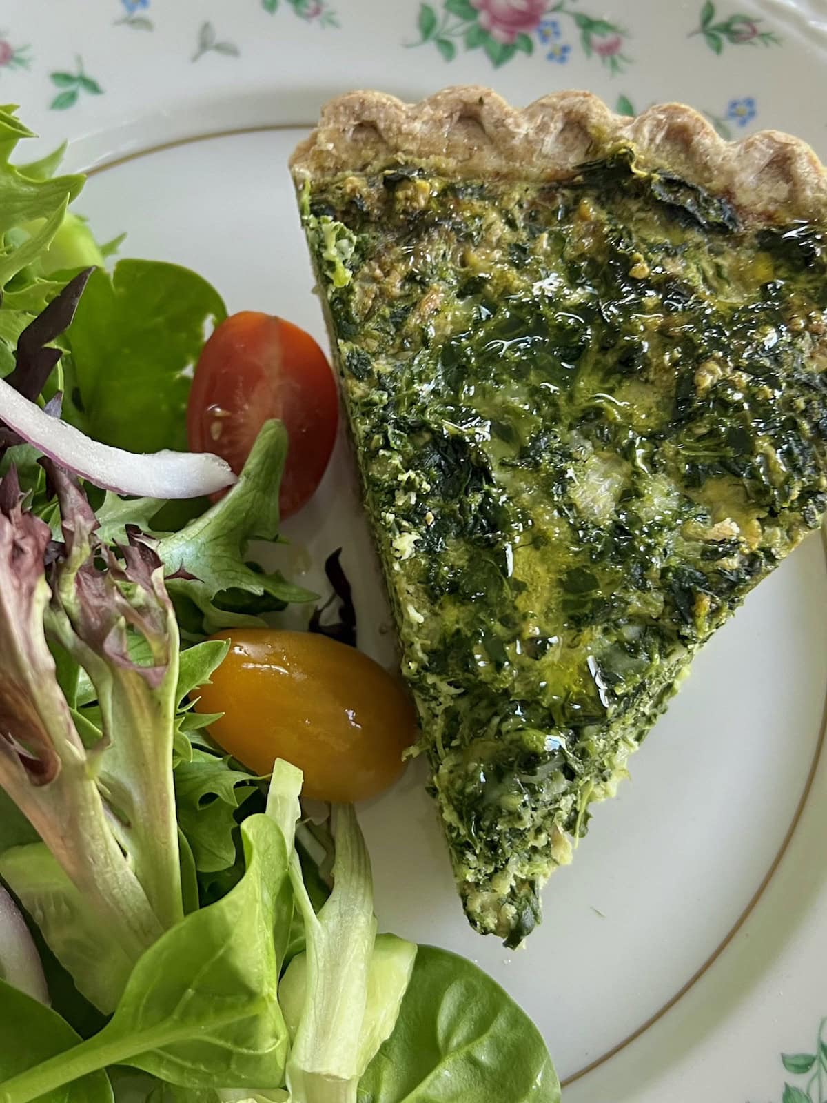 Easy Spinach Swiss Quiche with Frozen Pie Crust - Mangia with Michele