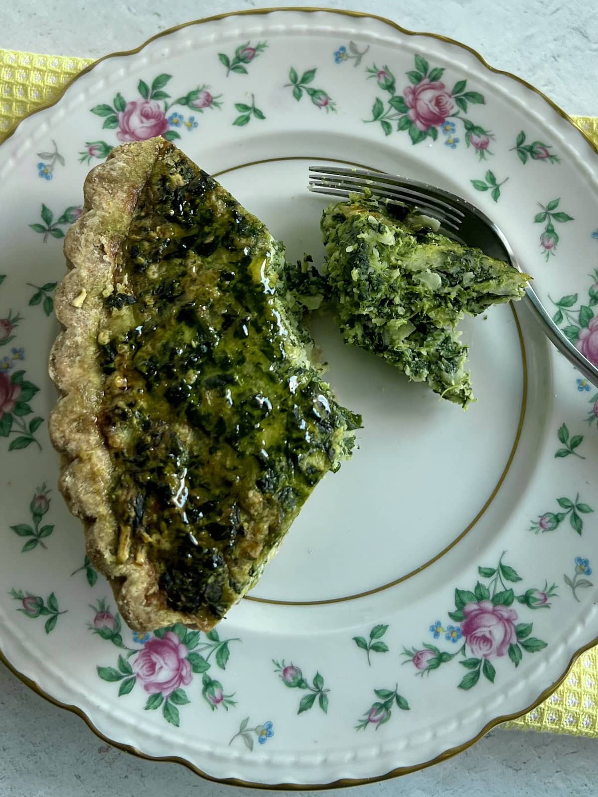Easy Spinach Swiss Quiche with Frozen Pie Crust - Mangia with Michele