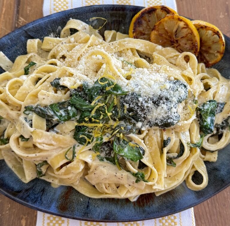Tagliatelle al Limone ~ Lemon Pasta with Spinach in 20 Minutes!