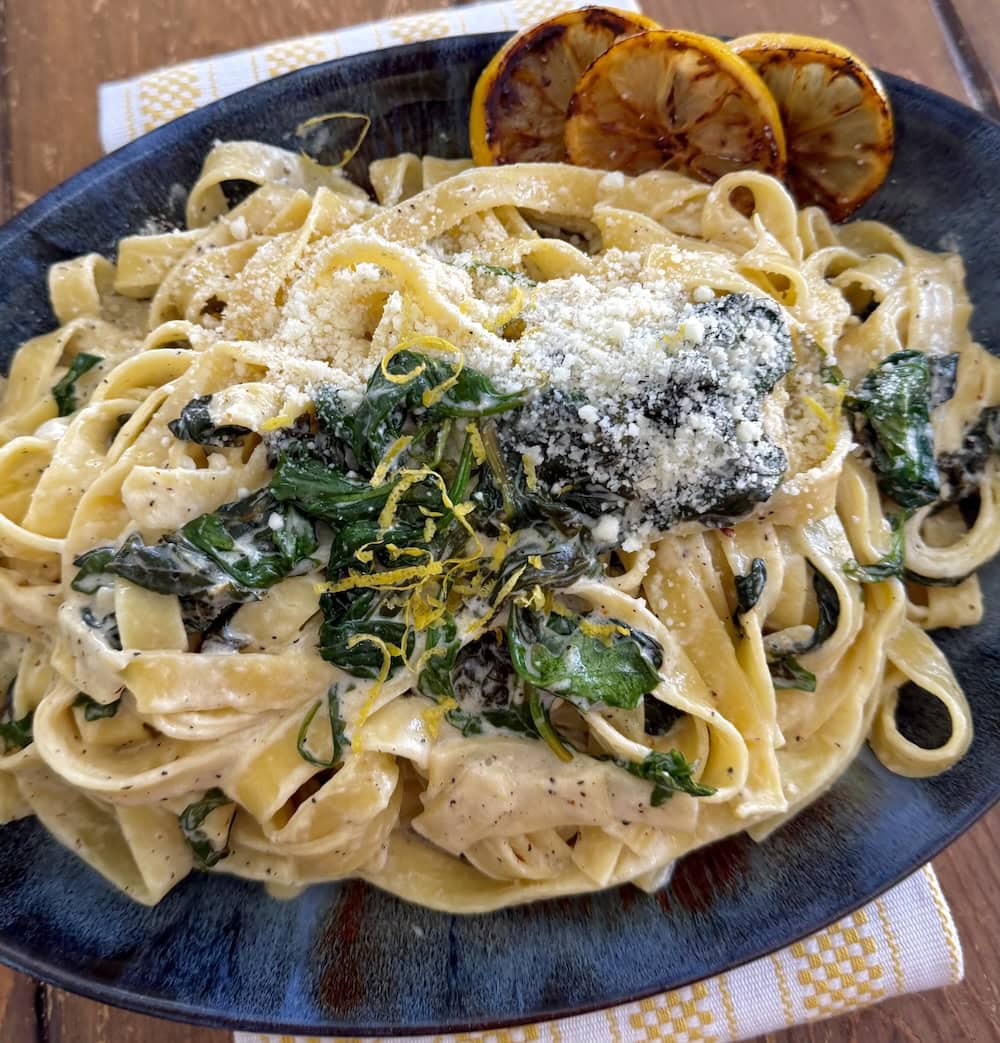 Tagliatelle al Limone ~ Lemon Pasta with Spinach in 20 Minutes!